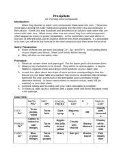 Olivia Precipitate Lab Precipitate Or Forming Ionic Compounds Introduction When They