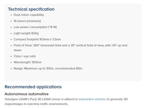 Velodyne Vlp 16 3d Multi Line Lidar Scanner For Uav Detection Odm