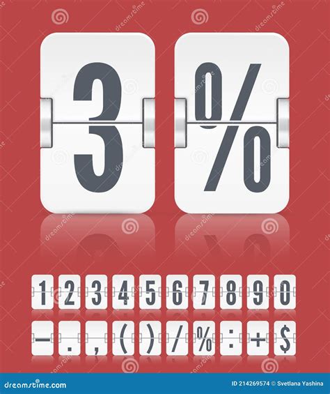 Vector Numeric Flip Scoreboard With Symbols And Reflections For White