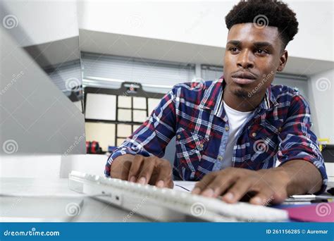 Man Typing On Computer Keyboard In Office Stock Image Image Of Connection Profession 261156285