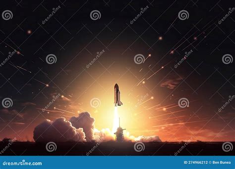 Rocket Launching Into Outer Space Illustration Stock Illustration Illustration Of Exploration