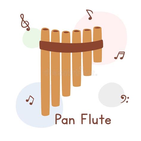 Bamboo Pan Flute Clipart Cartoon Style Simple Cute Wooden Panpipes