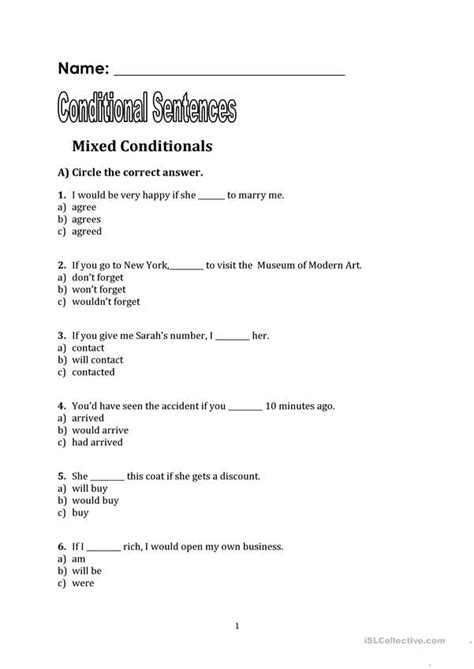 Learn Mixed Conditionals With Engaging Worksheets