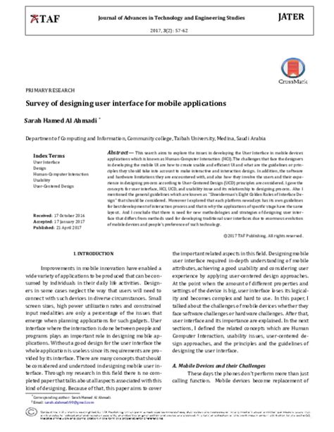 Pdf Survey Of Designing User Interface For Mobile Applications