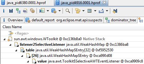 Java JVM Heap Dump Analysis Point To Sun Awt Windows WToolkit