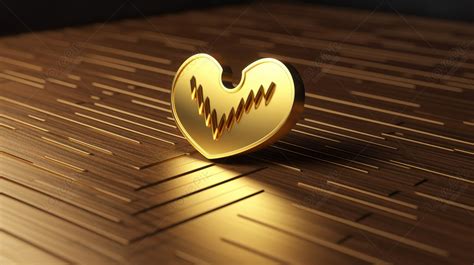 3d 소셜 미디어 아이콘 무광택 금색 표면에 심장 박동을 묘사하는 빛나는 황금 펄스 엠블럼 아이 배경 사회의 배경 엠블럼 배경 이미지 Hd 아이 사회의 엠블럼