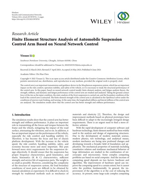 Pdf Finite Element Structure Analysis Of Automobile Suspension