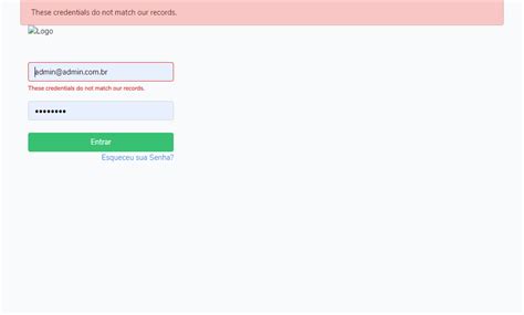 php mensagem de erro no login não aparece laravel 5 8 stack