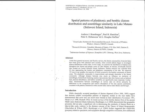 Pdf Spatial Patterns Of Planktonic And Benthic Diatom Distribution
