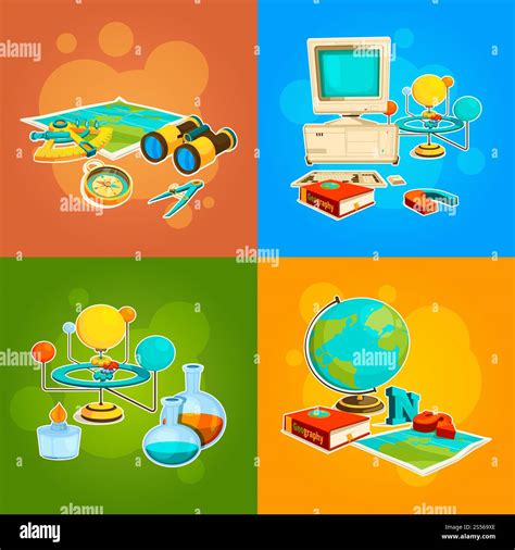 Collection Of Geography And Science Tools Astronomy Study Binoculars