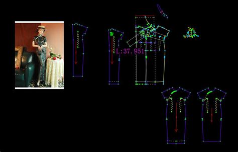 〓 郑州博克制衣科技 〓 L1206011607x女长款连袖旗袍 — 郑州博克智能cad服装版型设计培训，品牌男装版型研发中心，高端女装版型