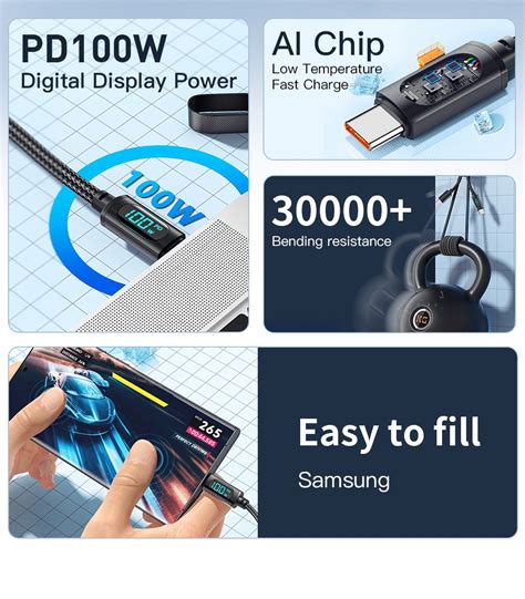 Essager A W Type C To Type C Cable Digital Display Qc Pd Fast Charger Cable Usb C Cable For