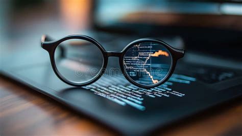 Image Features Pair Of Glasses Resting On Laptop With Code Reflected In Lenses Symbolizing