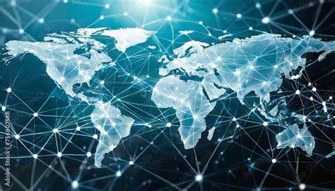 An Illustration Of A World Map With Interconnected Nodes Symbolizing