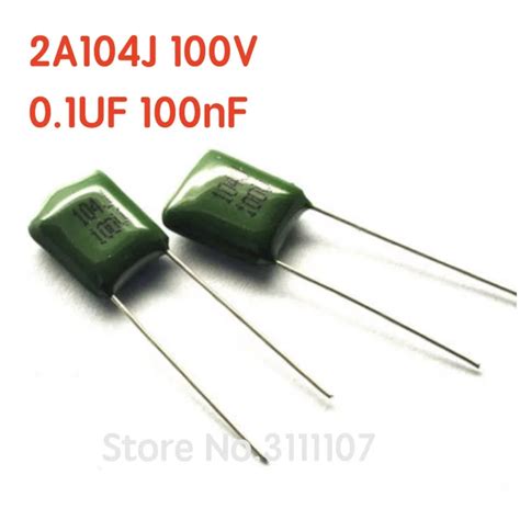 50pcs/lot 2a104j 2a104 100v 0.1uf 100nf 104 Polyester Film Capacitor ...