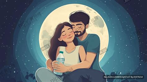 Ai创作图孕期夫妻插画 情侣拥抱浪漫插画 浪漫情侣插画 恩爱情侣插画 月光爱人 情侣原创插画设计包装 拥抱插画 情侣插画 睡眠保健品插画 夫妻插画 月光下的爱情 浪漫情侣插画背景 情侣海报 爱