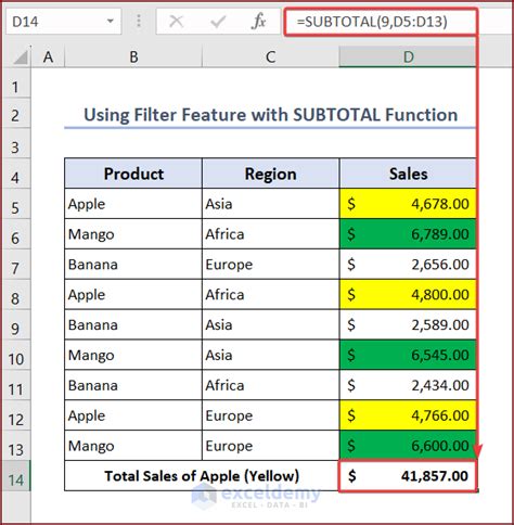 How To Use Excel Sumif Function Based On Cell Color