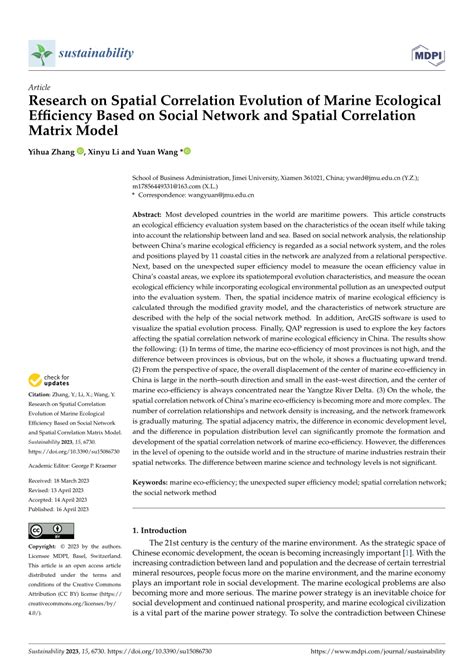 Pdf Research On Spatial Correlation Evolution Of Marine Ecological Efficiency Based On Social
