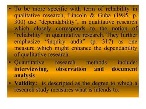 Validity And Reliability In Qualitative Pptx Education