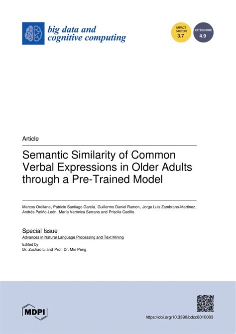 Pdf Semantic Similarity Of Common Verbal Expressions In Older Adults