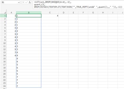 Excel Extracting Unique Values From A Dynamic Range But Repeating Each Value X Times Before