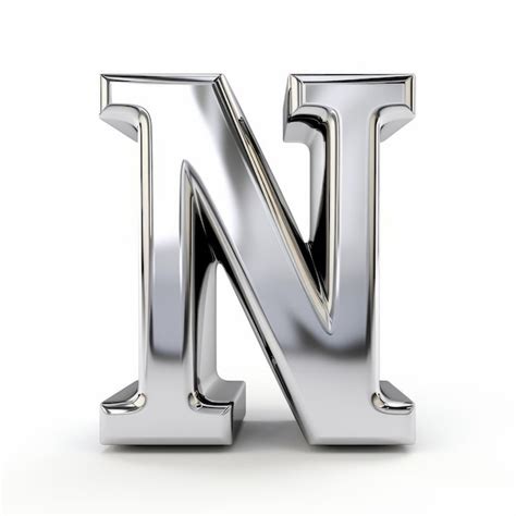 Premium Ai Image Shiny Chrome Letter N Realistic 3d Hard Surface Modeling