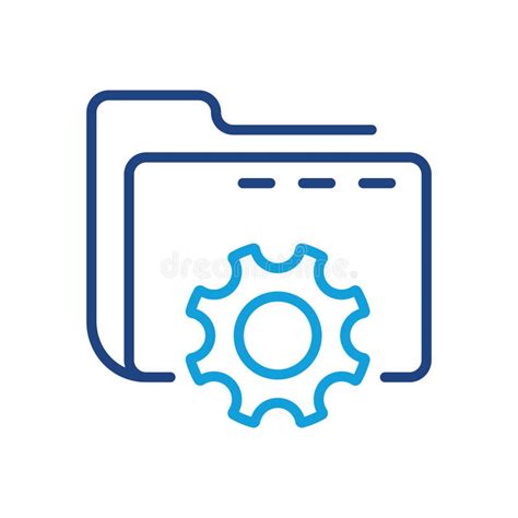 Setting Of Data Folder Color Line Icon Computer Folder With Gear