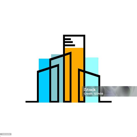 고립 된 다채로운 부동산 에이전시 로고 흰색 홈 컨셉 아이콘에 집 로고 타입 고층 빌딩 벡터 일러스트 개발에 대한 스톡 벡터 아트 및 기타 이미지 Istock