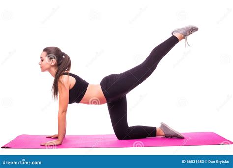 Athlete Girl Doing Plank Exercise On White Background Stock Image Image Of Elegant Exercise