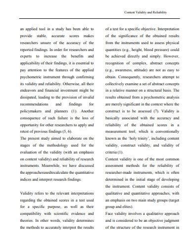 FREE Content Validity Samples Templates In PDF