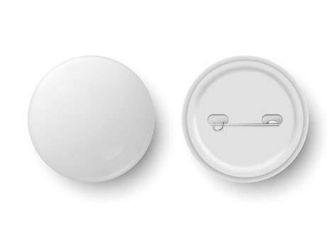 Premium Vector Blank Button Badge White Pinback Badges Pin Button And Pinned Back Round Metal