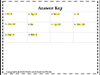 Adding And Subtracting Linear Expressions BUNDLE Task Cards TpT