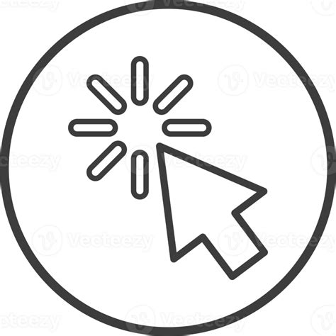 Cursor Mouse Icon In Thin Line Black Circle Frames 25213043 Png