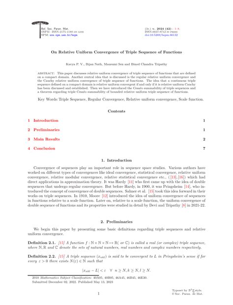 Pdf On Relative Uniform Convergence Of Triple Sequence Of Functions