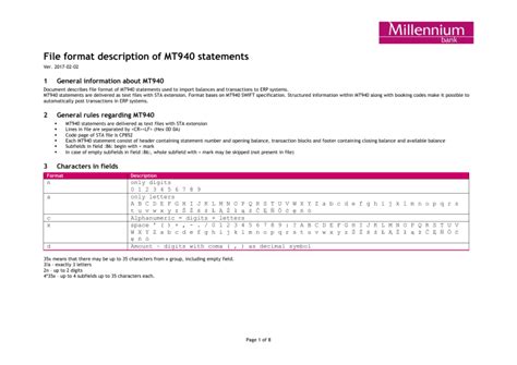 Mt940 File Format Description For Erp Systems