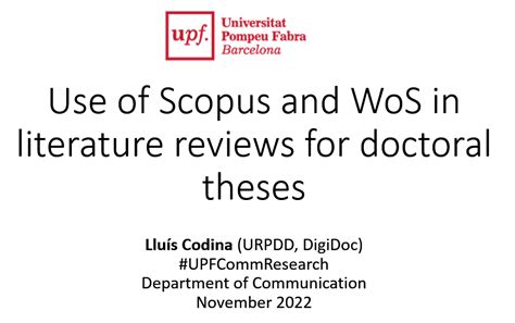 Use Of Scopus And Wos In Literature Reviews For Doctoral Theses