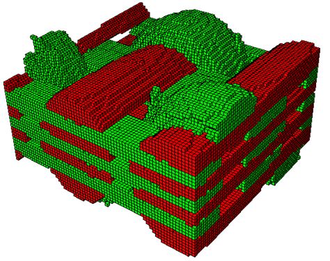 the voxel model of the unit cell generated by voxtex with the matrix