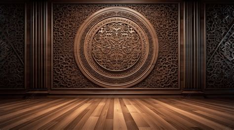고급스러운 클래식 오리엔탈 패턴의 멋진 3d 렌더링을 갖춘 갈색 나무 벽 3d 방 방 문 빈티지 룸 배경 일러스트 및 사진 무료 다운로드 Pngtree