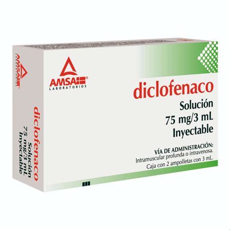 Diclofenaco 75 Mg Solución Inyectable 2 Ampolletas 3 Ml Genérico Amsa Farmacia Coyoacán