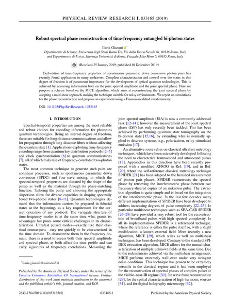 Robust Spectral Phase Reconstruction Of Time Frequency Entangled Bi Photon States Download