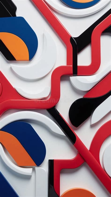 Vibrant Abstract Composition Featuring Interlocking Shapes In Bold Contrasting Color Scheme
