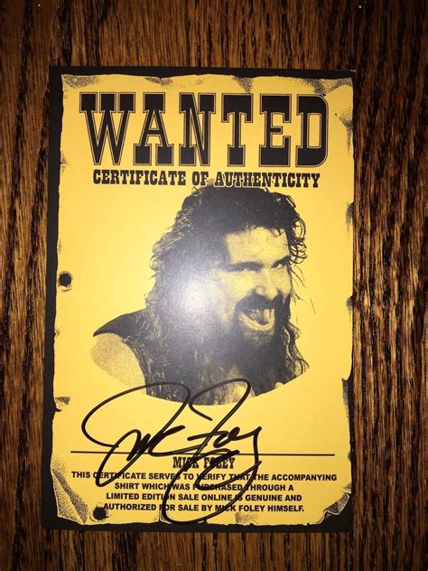 Authentic Wwe Mick Foley Signed Cactus Jack Wanted Poster Auto T