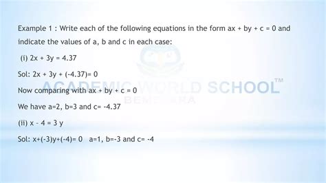 Class IX Linear Equations In Two Variables PPTX