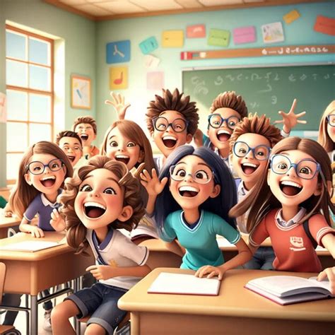Premium Photo Energetic Classroom Moments Animated Students Laughing In A Vibrant Learning