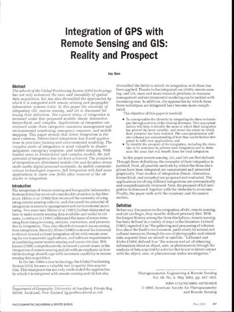 611 Integration Of Gps Gis Rs Pdf Geographic Information System Remote Sensing