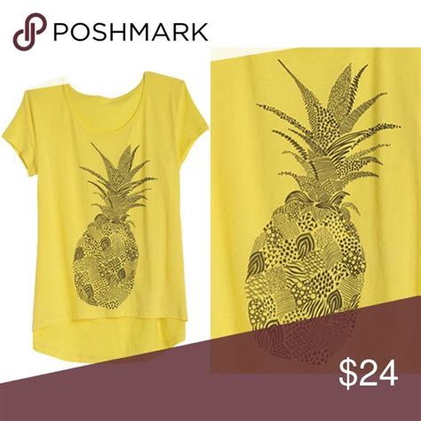 Brand New Workshop Yellow Pineapple Hi Lo Tee S High Low Tee Shirt