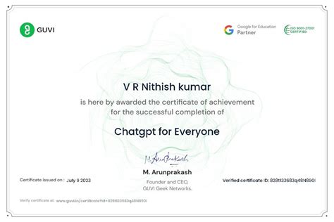 Nithish Kumar V R On Linkedin Chatgpt Chatbot Naturallanguageprocessing Ai Guvi Development