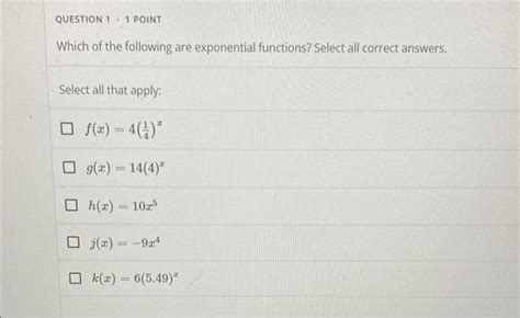 solved which of the following are exponential functions