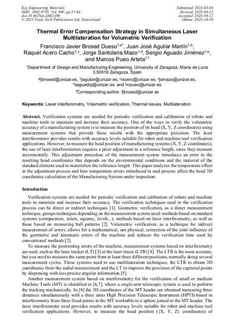 Thermal Error Compensation Strategy In Simultaneous Laser Multilateration For Volumetric