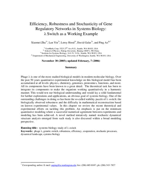 Pdf Efficiency Robustness And Stochasticity Of Gene Regulatory